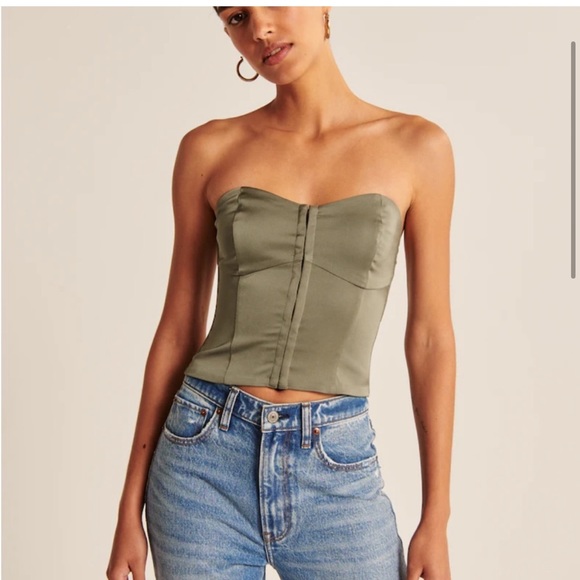 Abercrombie & Fitch | Tops | Nwtaf Cream Satin Strapless Hookandeye Corset | Poshmark